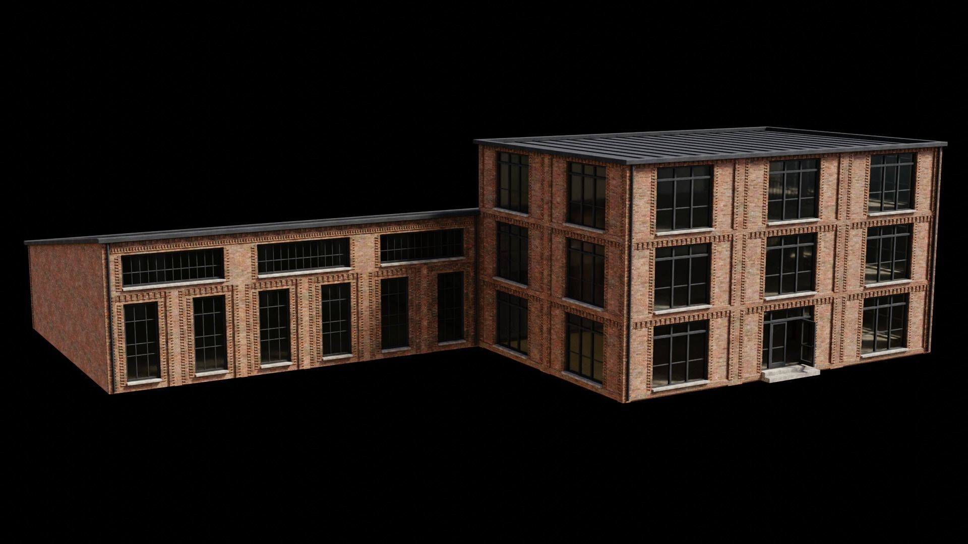 3D model BRICK FACTORY SCHOOL PRISON BUILDING CITY TOWN COLLECTION VR ...