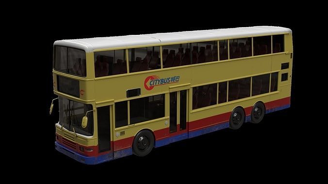 Hong kong Double Decker City Bus 3D model rigged | CGTrader