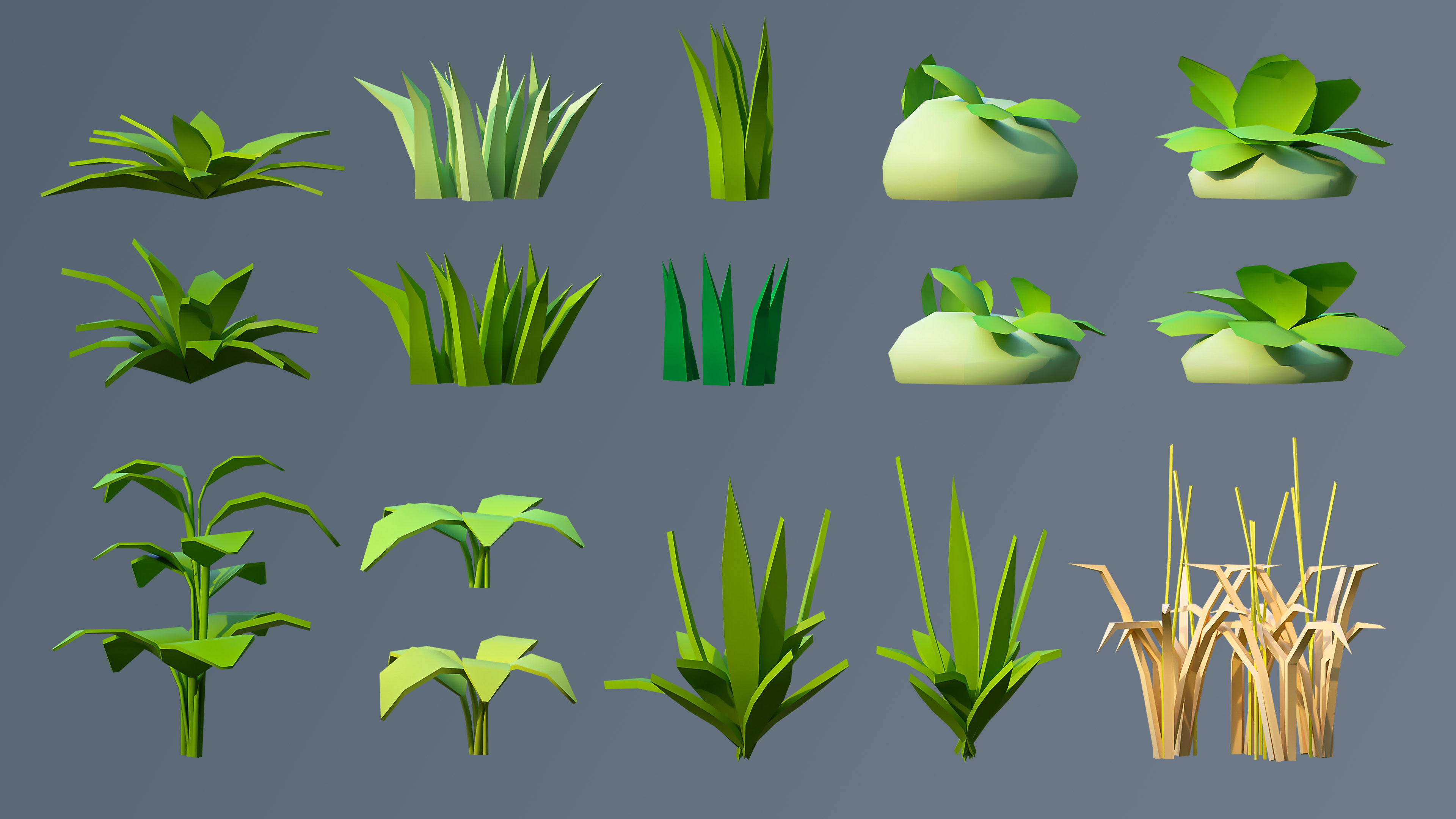 3D model Vegetation 2 VR / AR / low-poly | CGTrader