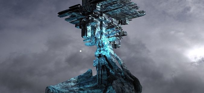 Ice Sci fi Base Tower Rocks 3D model | CGTrader