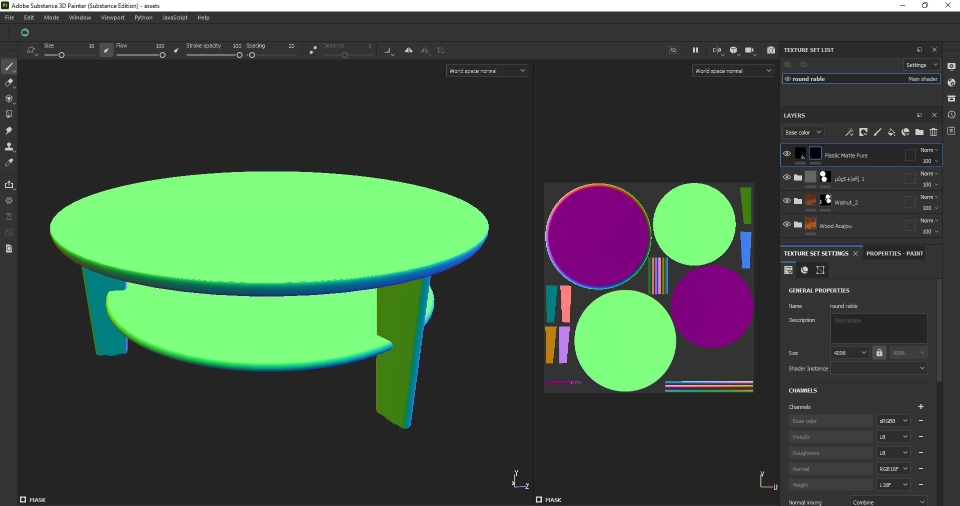 3D model round table - desk - workbench - wood table - interior table ...