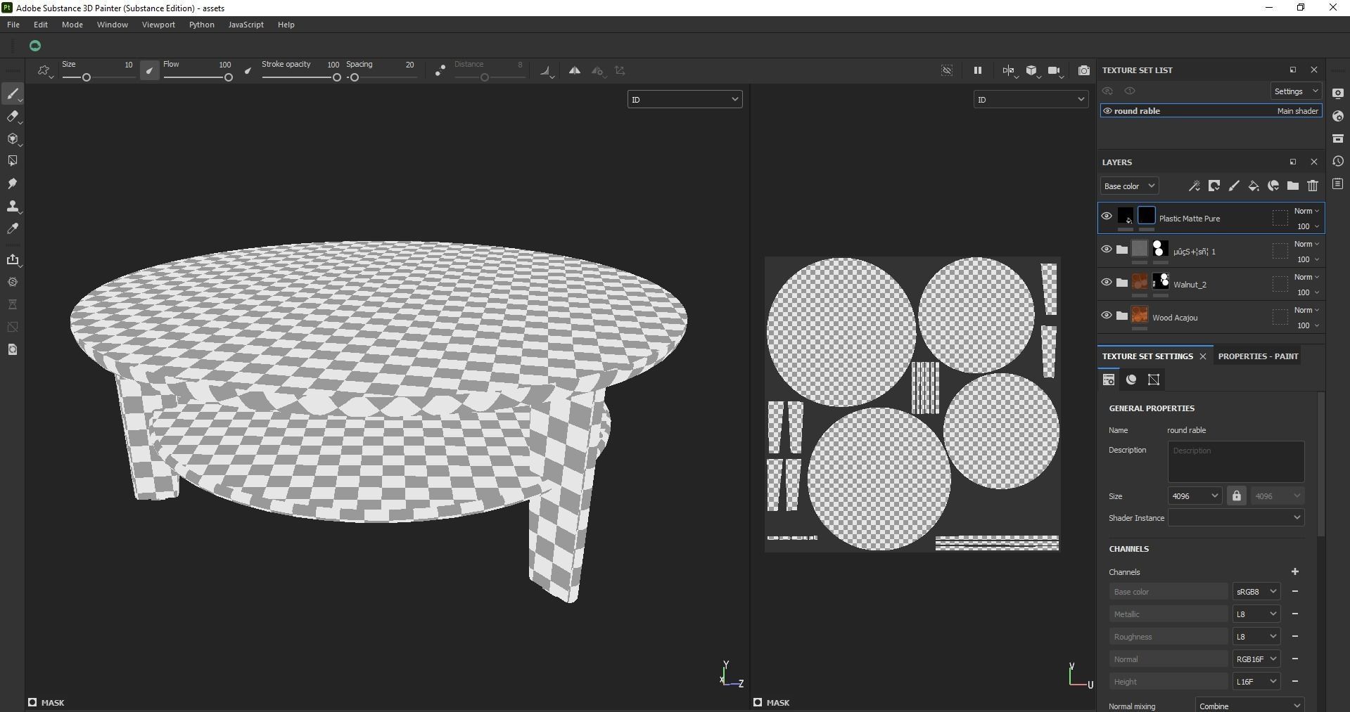 3D model round table - desk - workbench - wood table - interior table ...