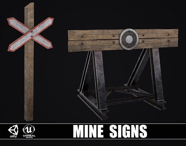 3D model Mine Signs VR / AR / low-poly | CGTrader