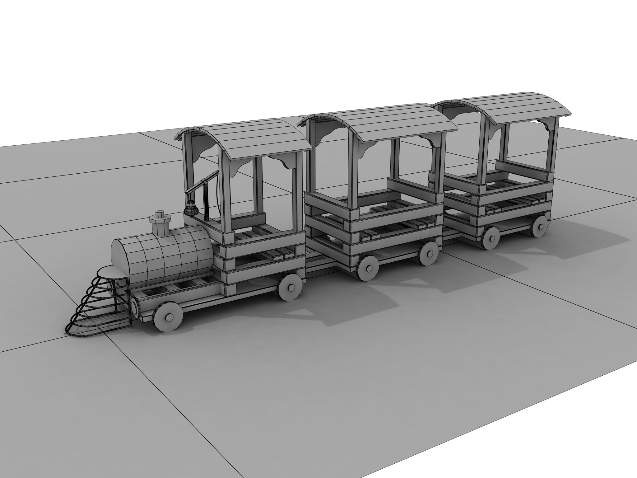 Kids Game Play Equipment 019 Wood Train 3D model | CGTrader