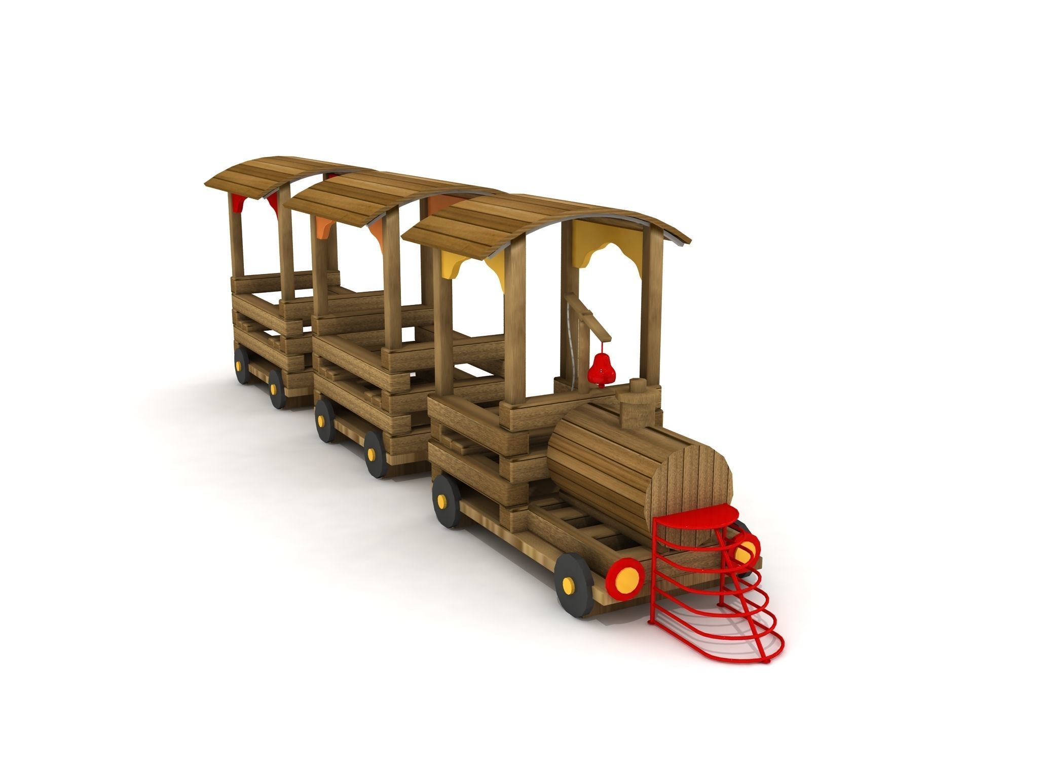 Kids Game Play Equipment 019 Wood Train 3D model | CGTrader