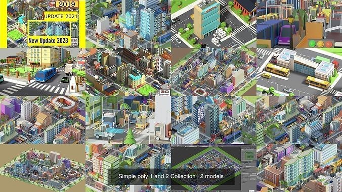 Simple poly 1 and 2 Collection | CGTrader