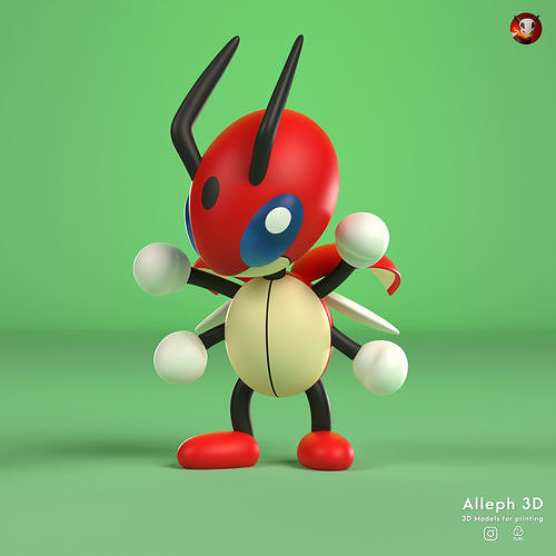 Pokemon ledian 3D model 3D printable | CGTrader