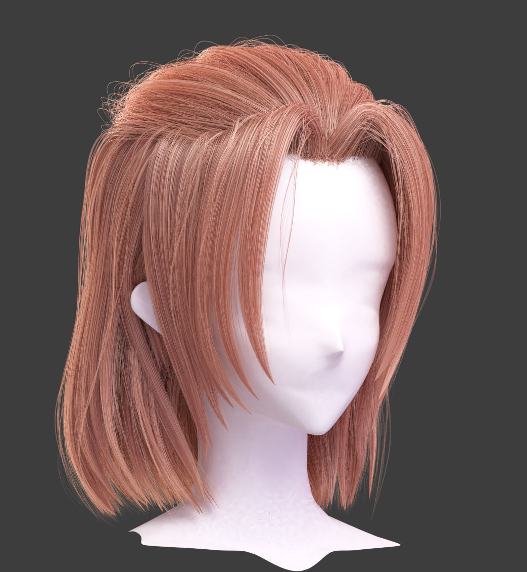 stylized anime male Hairstyle-blender particle system 3D model | CGTrader