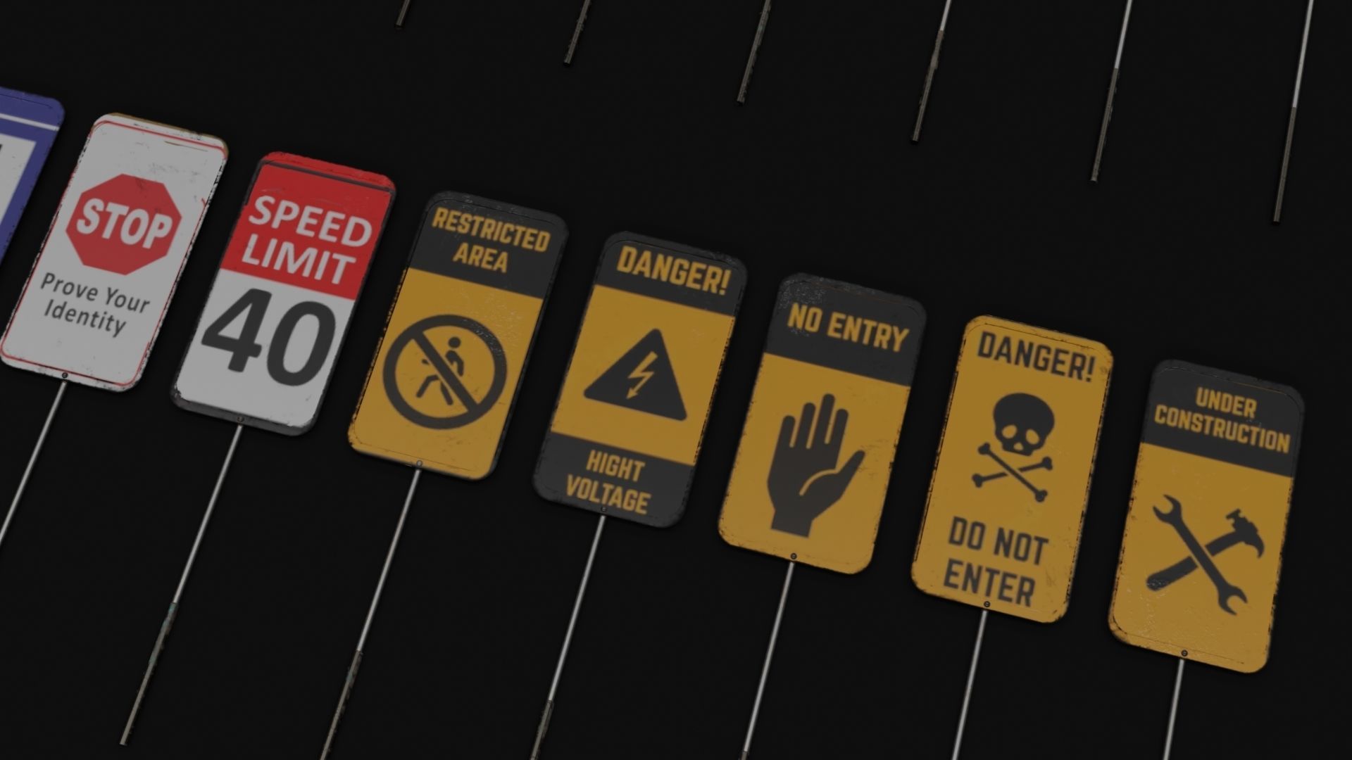 Pack 001 Traffic Signs Board Banners 3D model | CGTrader