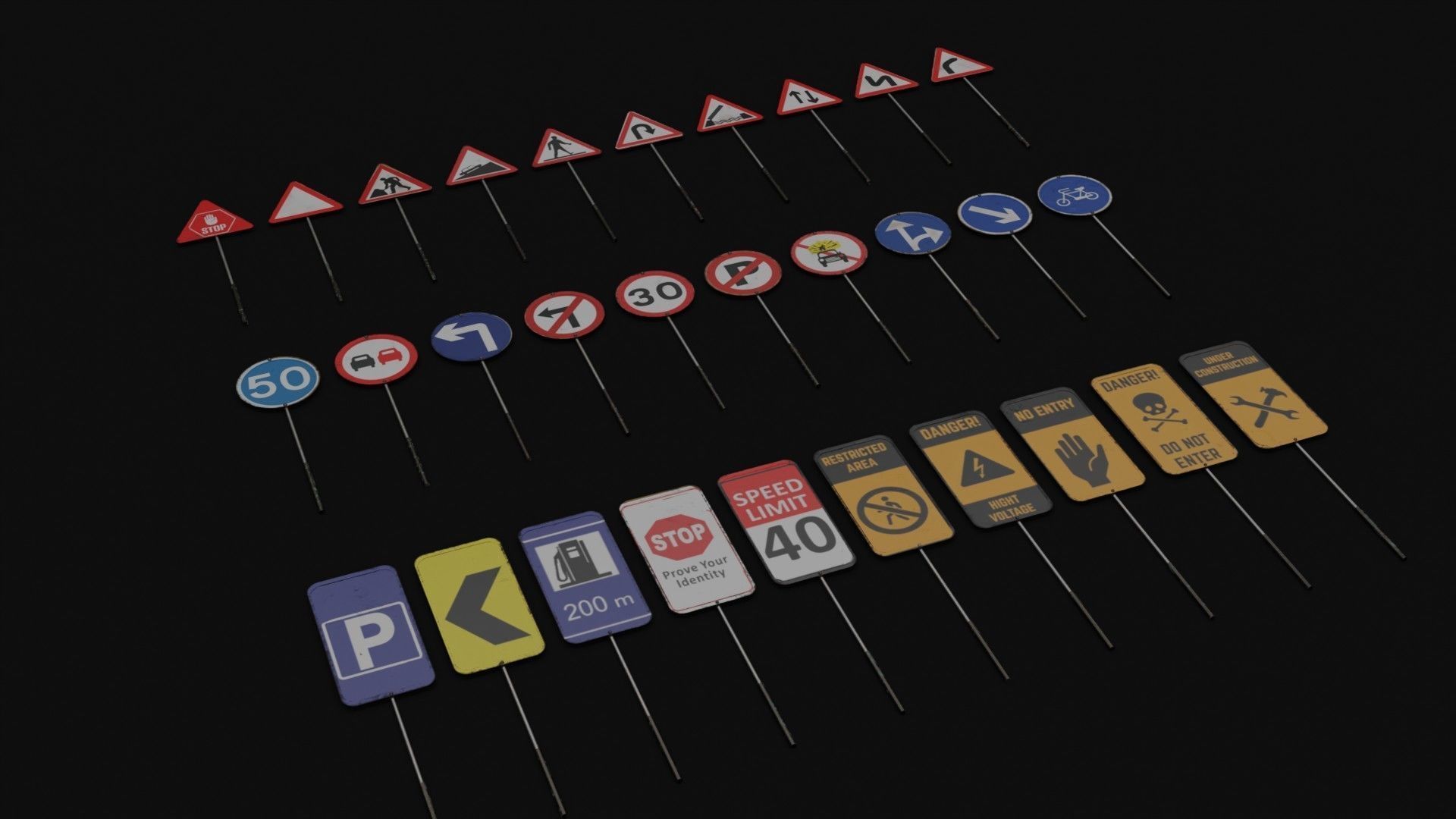 Pack 001 Traffic Signs Board Banners 3D model | CGTrader