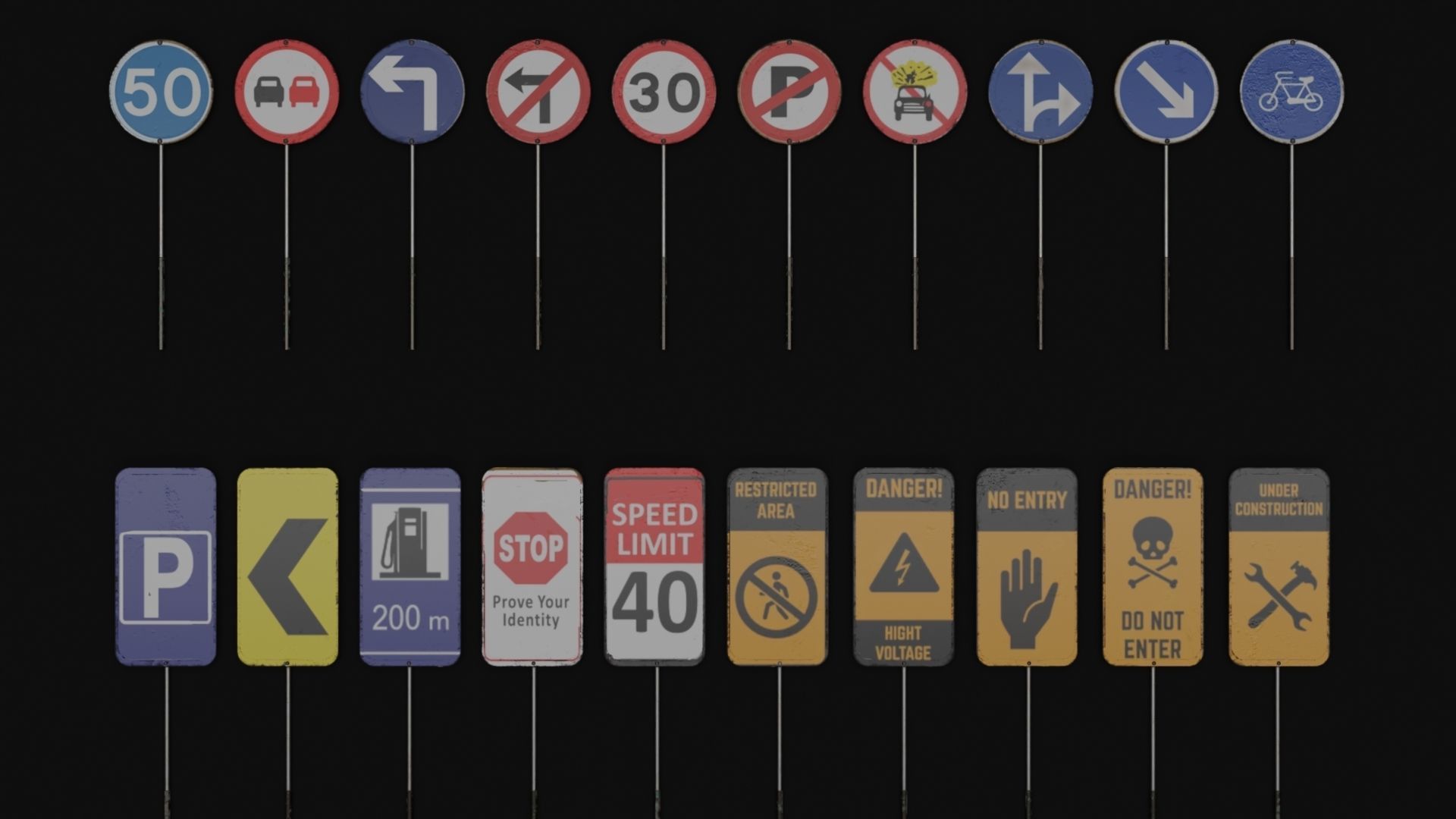 Pack 001 Traffic Signs Board Banners 3D model | CGTrader