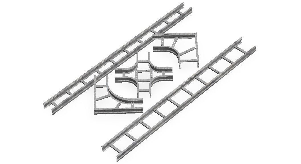 Standard Steel Ladder Type Cable Trays 3D model rigged | CGTrader