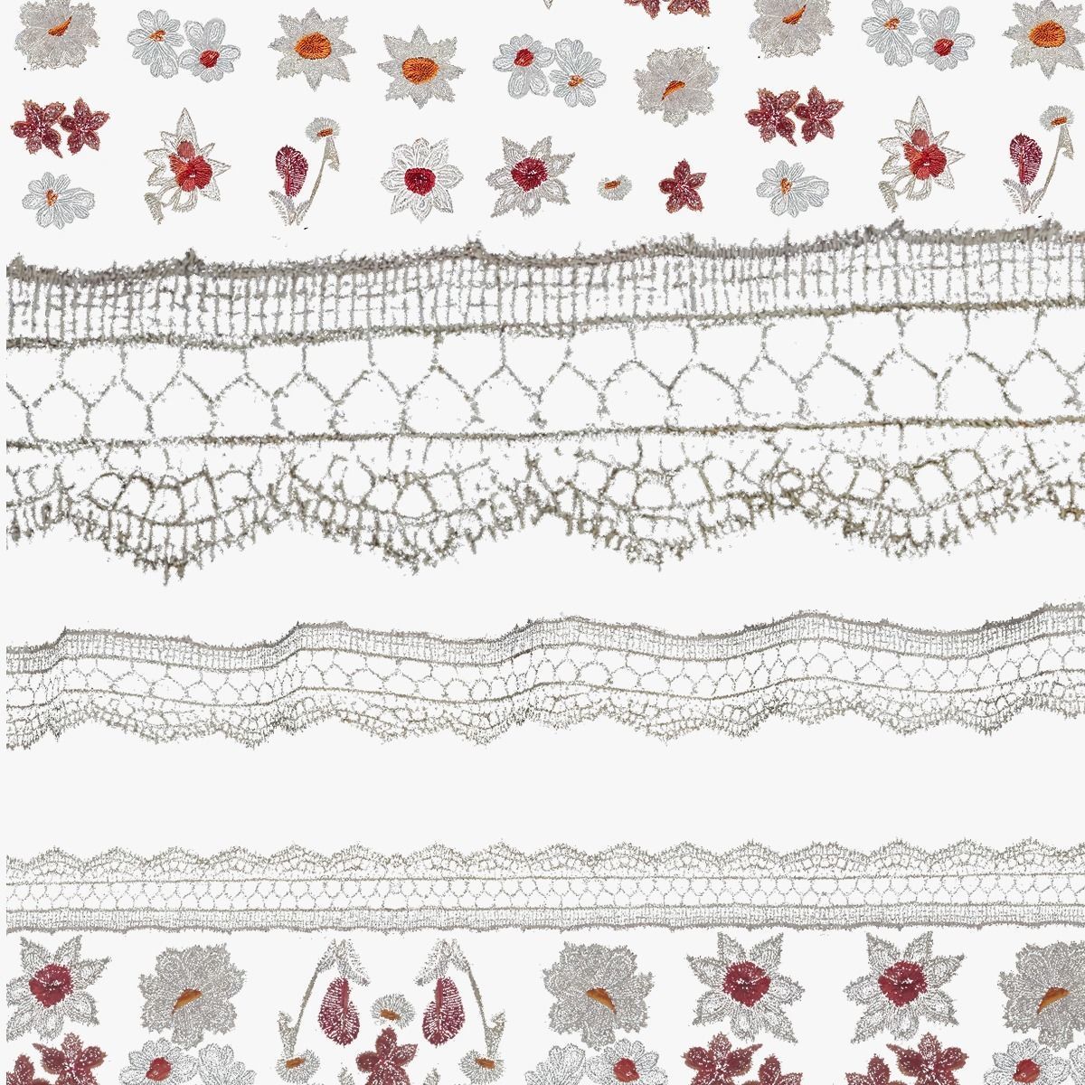 Texture 3 flowers Lace Borders and Trims Materials Textures VR / AR ...