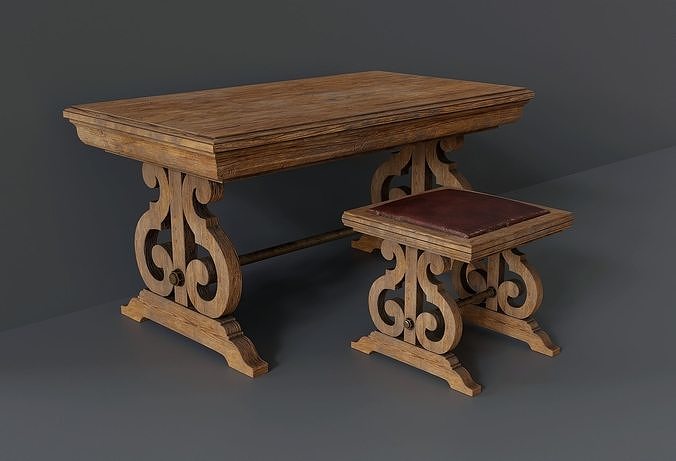 Vintage table with chair 2 3D model | CGTrader