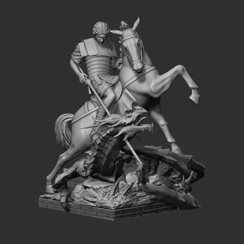 Roman Soldier vs the Dragon - Saint George 3D model 3D printable | CGTrader