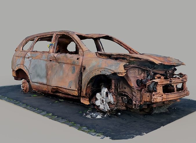 3D model Burnt car 3d photogrammetry VR / AR / low-poly | CGTrader