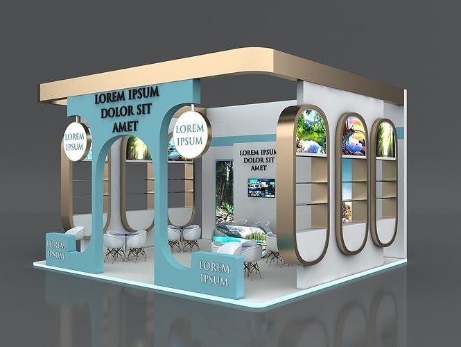 Booth Exhibition Stand Stall 8x7m Height 500 cm 3 Side Open 3D model ...