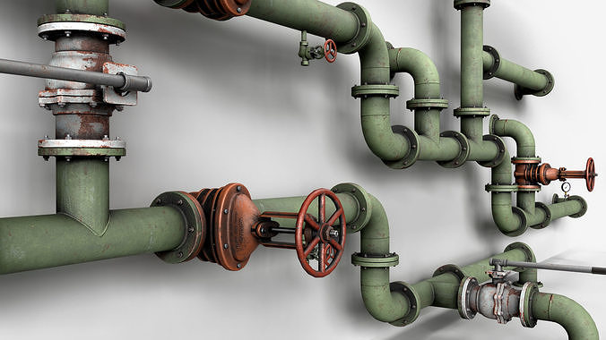 3D model Modular industrial pipes and valves VR / AR / low-poly | CGTrader