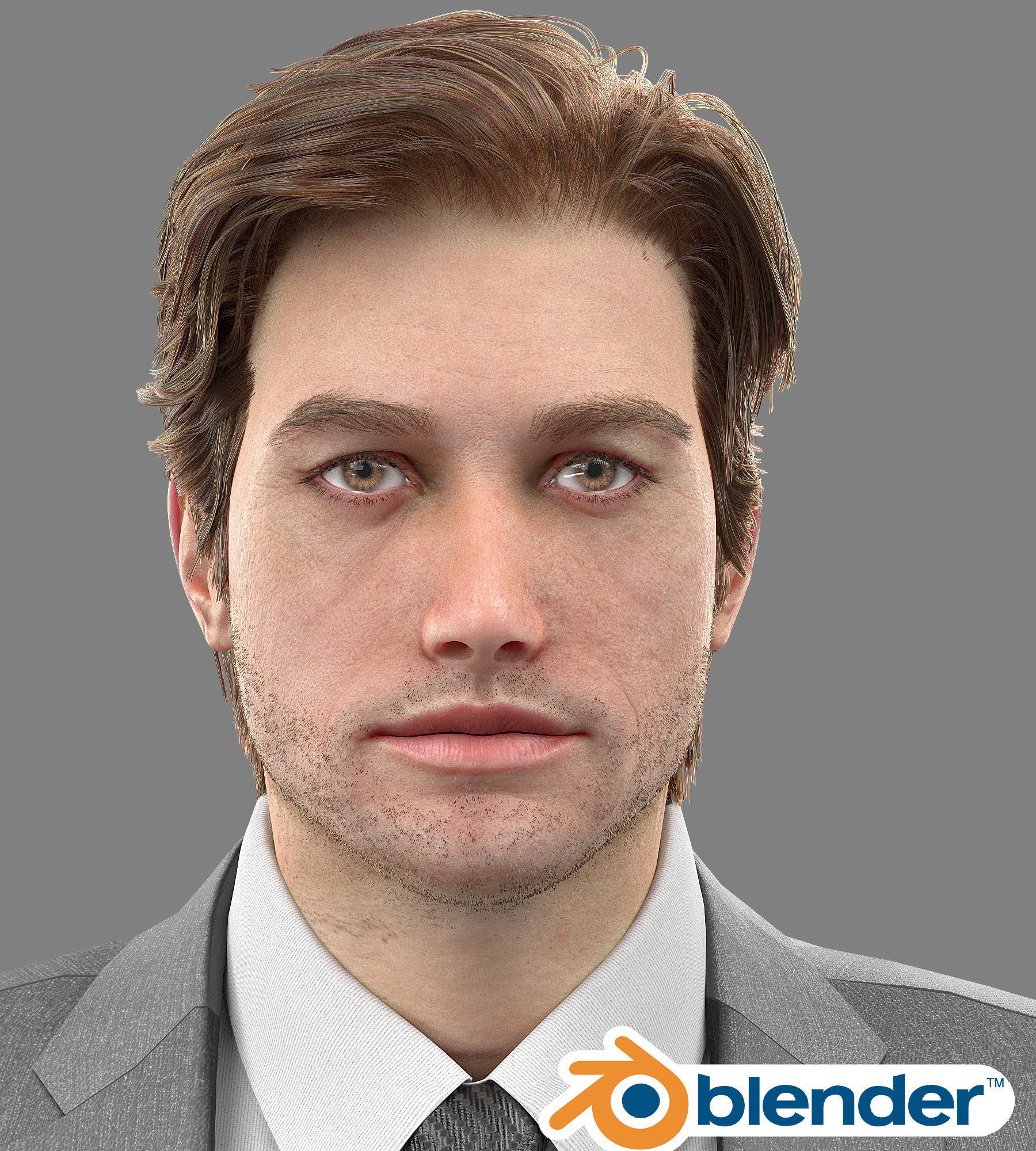 3D model Business Man with suit blender and 3ds max VR / AR / low-poly ...