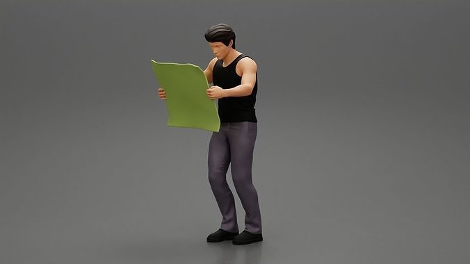 Man Holding Map And Looking At It While Standing On The City 3D model ...