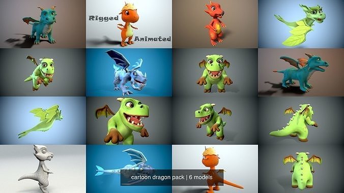 3D Model Collection cartoon dragon pack VR / AR / low-poly | CGTrader