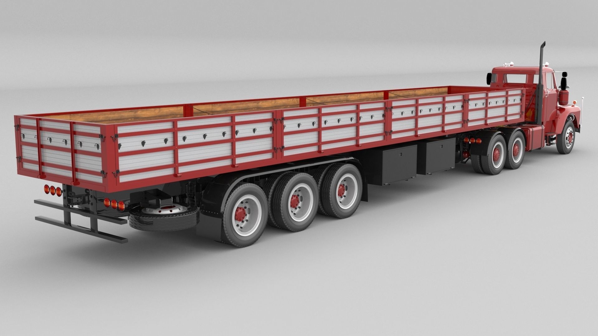 1975 Generic Semi Truck Double Axle And Trailer 3D model | CGTrader