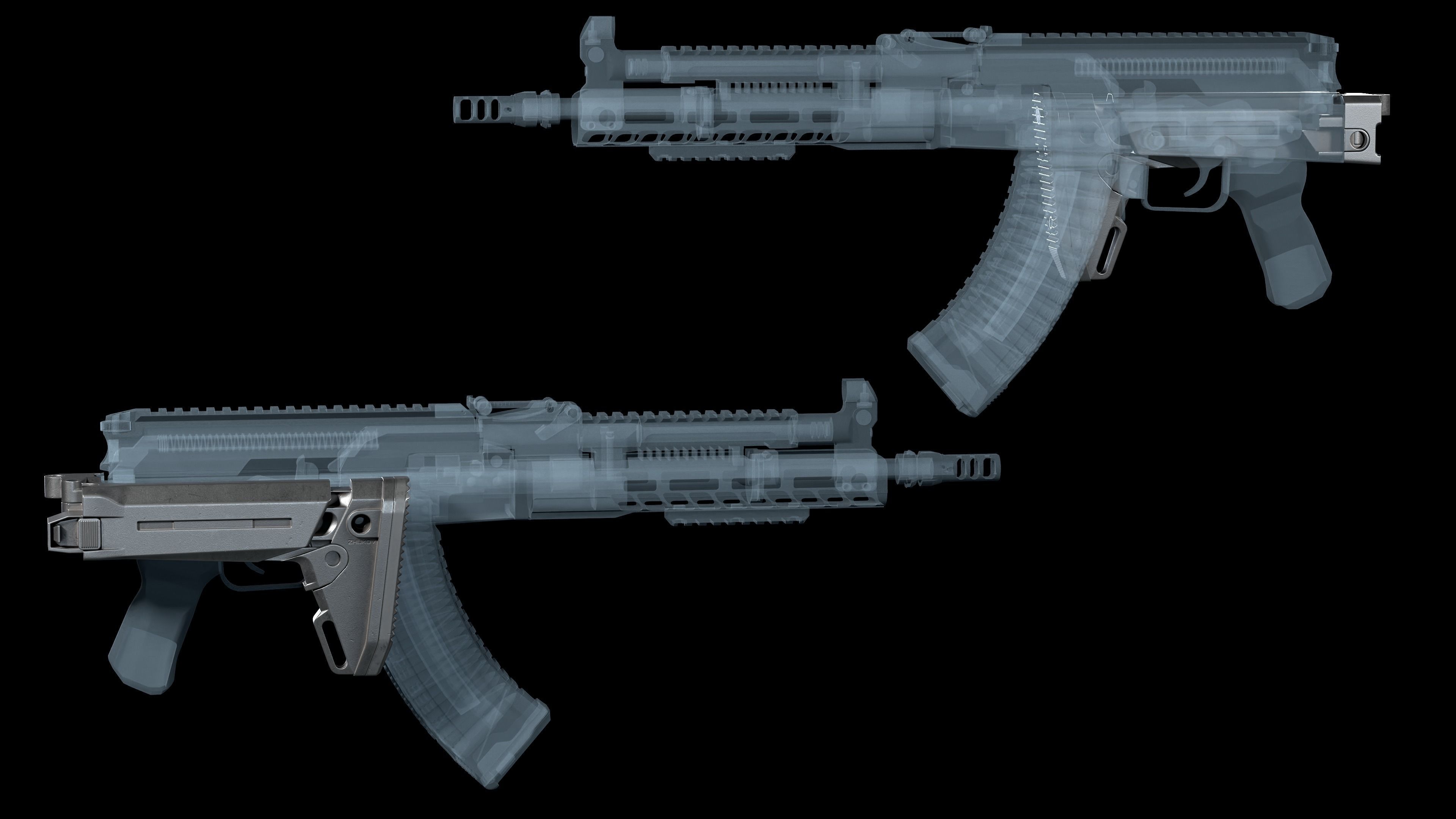 3D model Magpul Zhukov-S stock AKM AK 74 VR / AR / low-poly | CGTrader