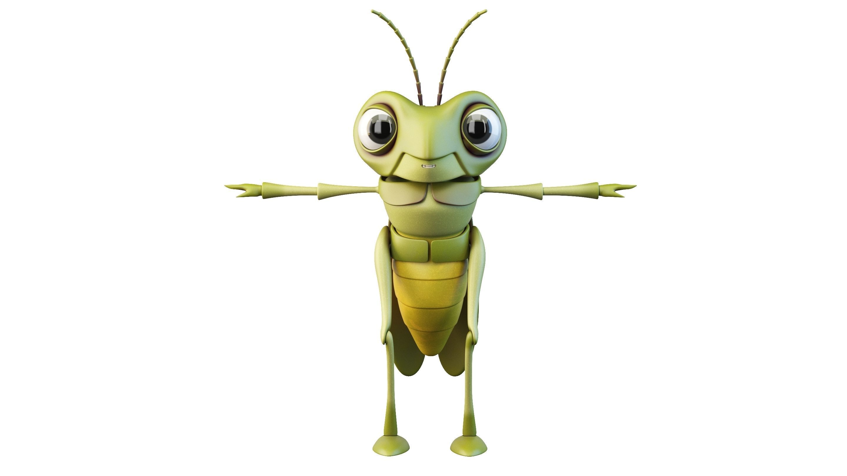 Cartoon Grasshopper Character 3D model | CGTrader
