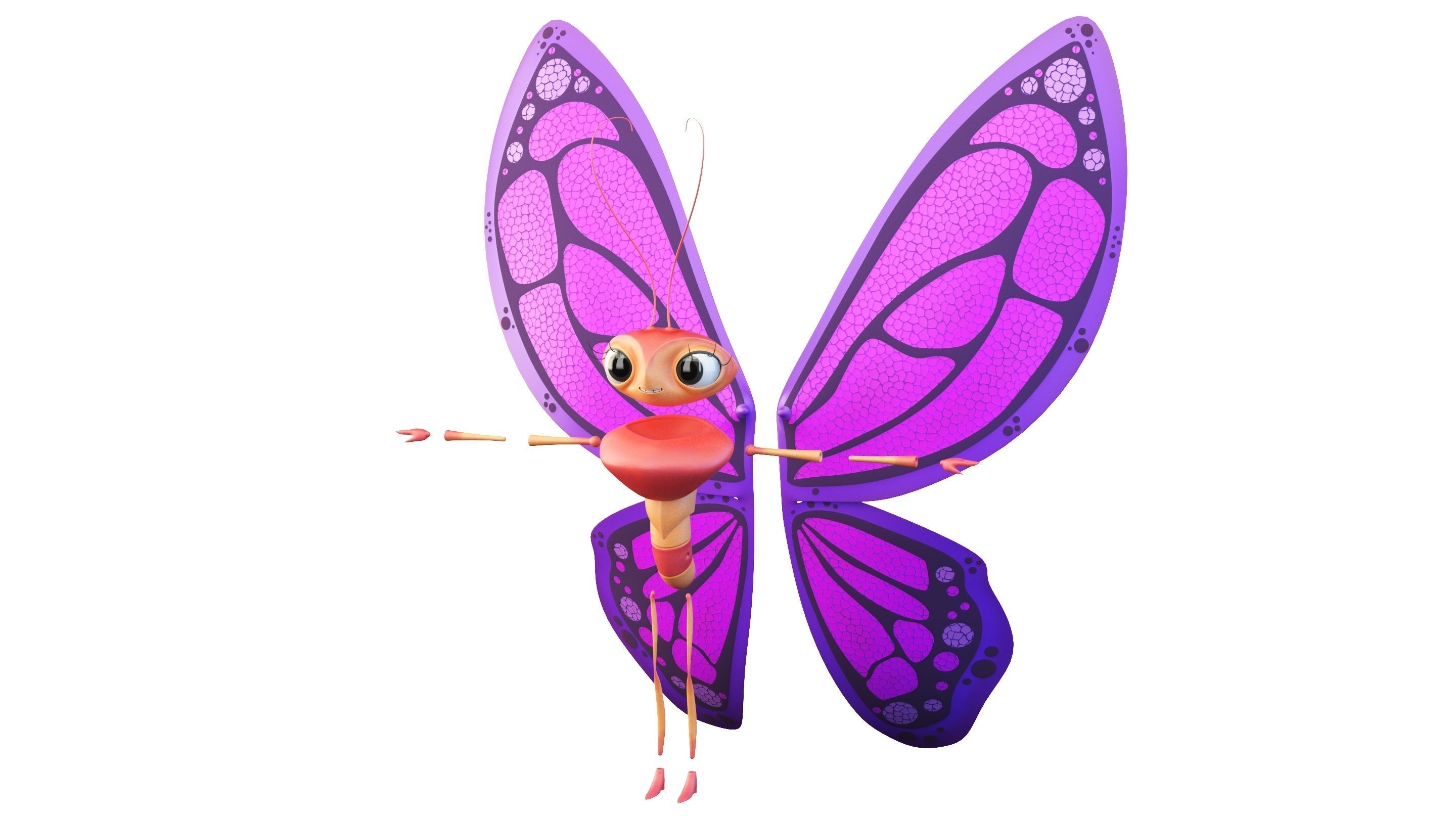 Cartoon Butterfly Character 3D model | CGTrader