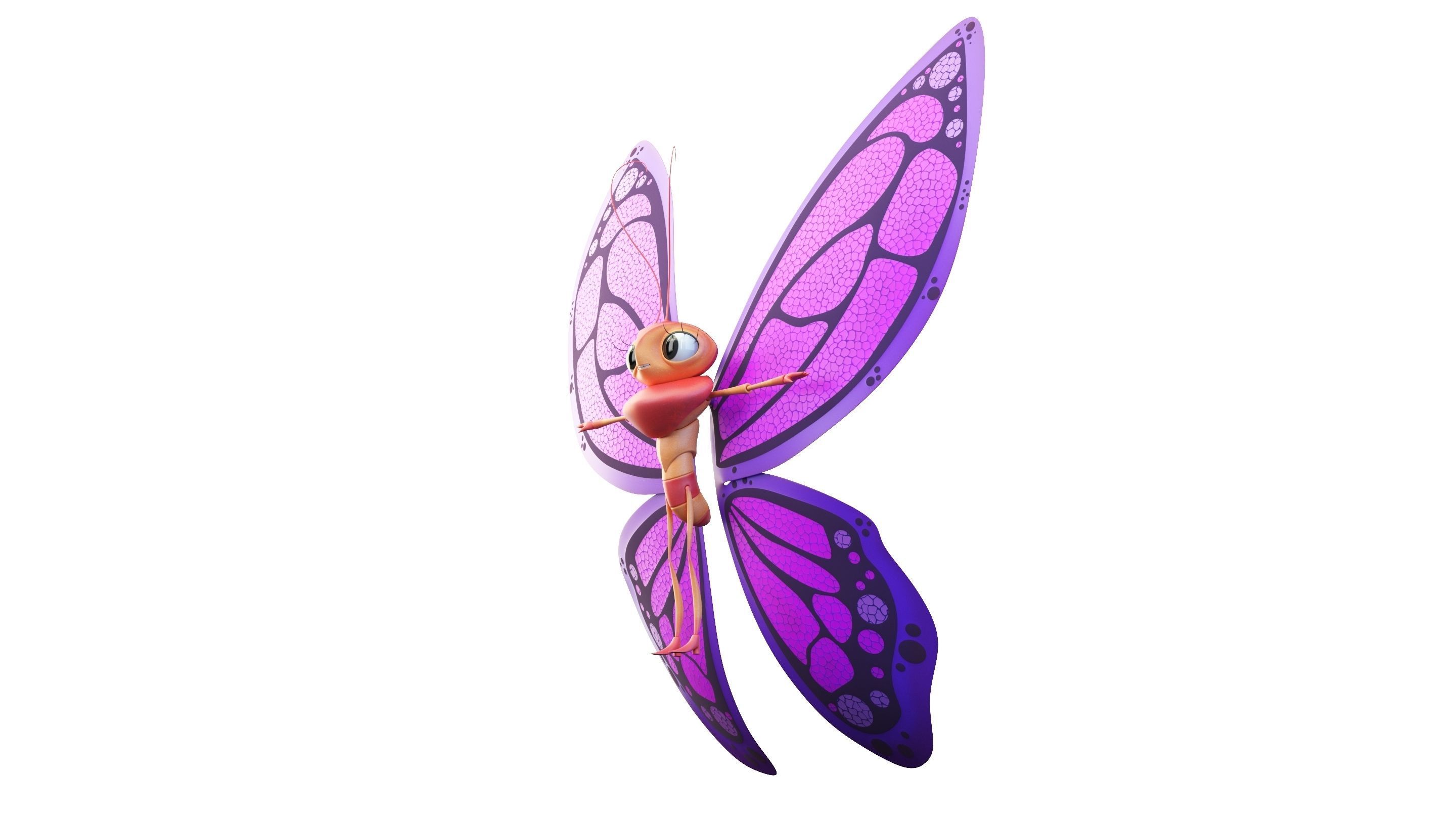 Cartoon Butterfly Character 3D model | CGTrader