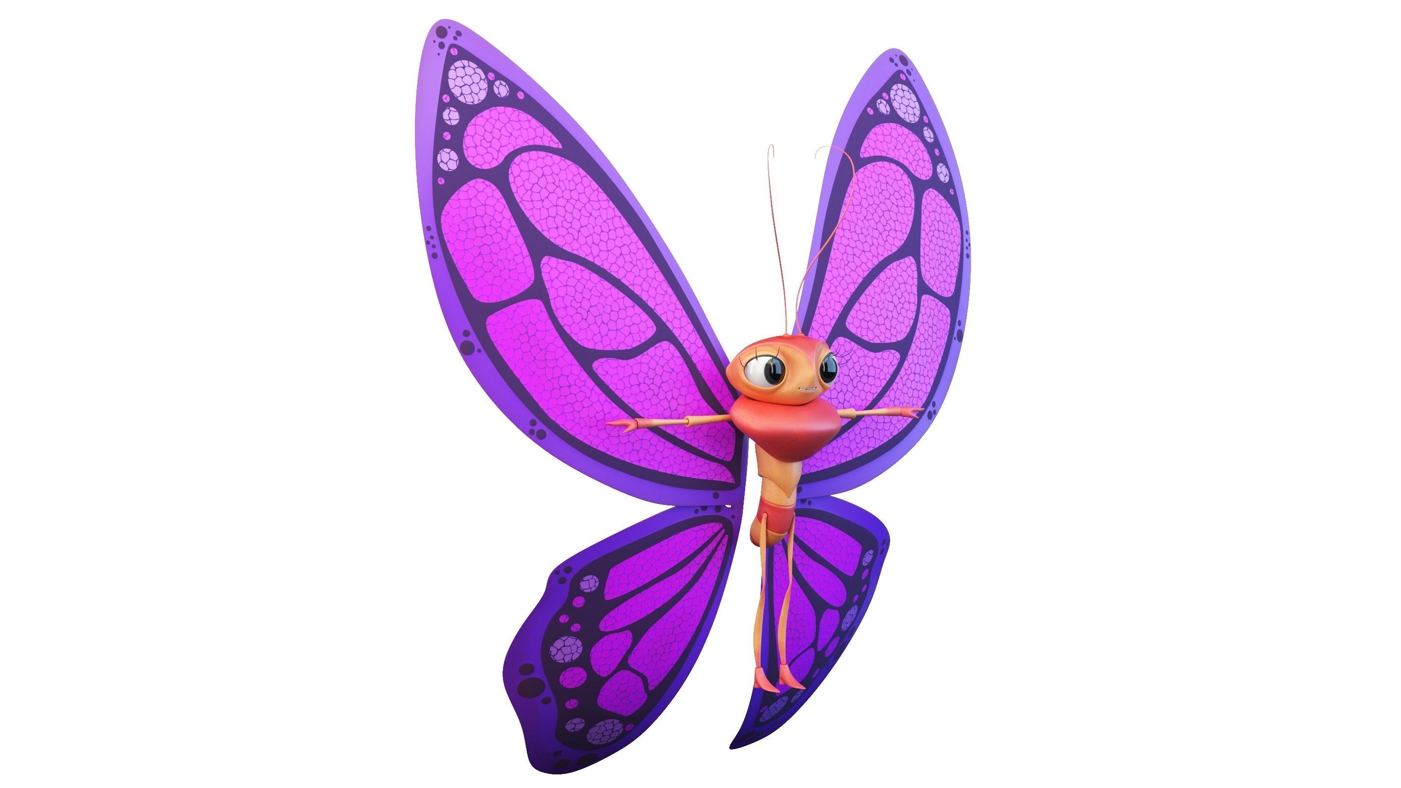 Cartoon Butterfly Character 3D model | CGTrader