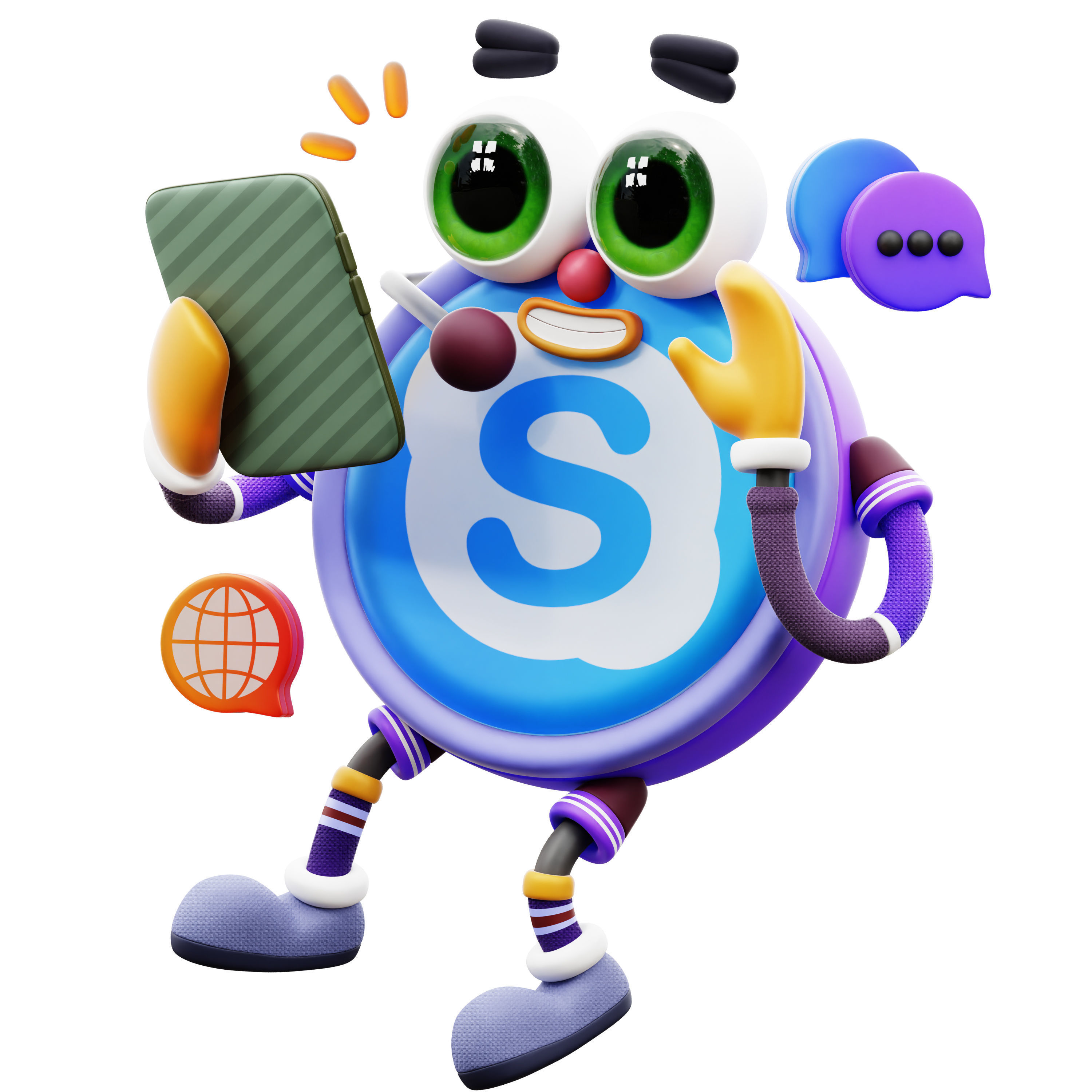 3D model Skype Sticker Mascot 3D Icon VR / AR / low-poly | CGTrader