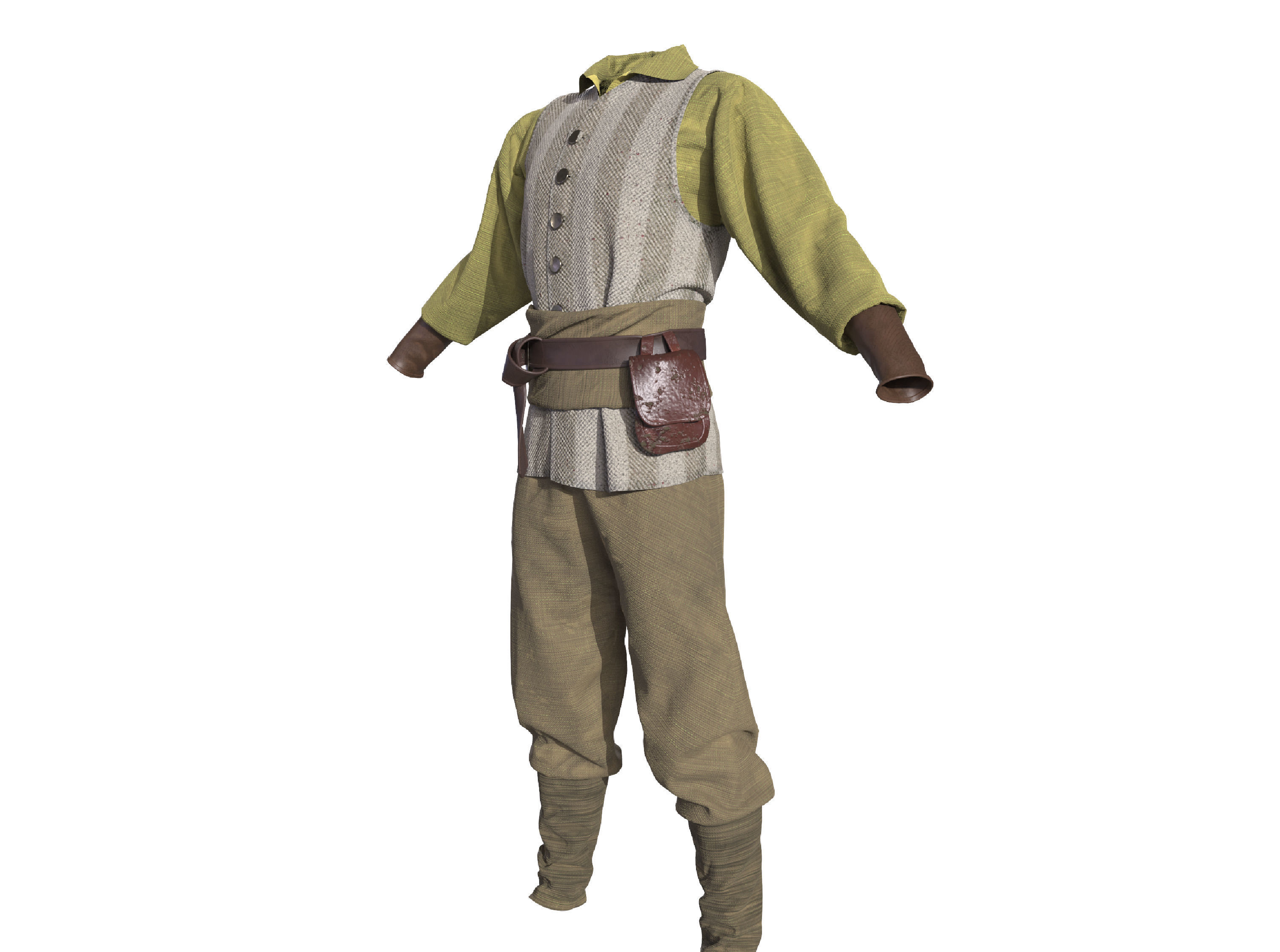 Medieval peasant man outfit 3D model | CGTrader