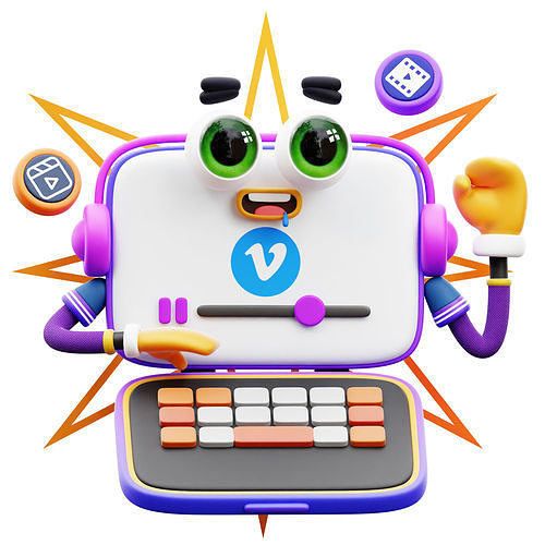 3D model Vimeo Sticker Mascot 3D Icon VR / AR / low-poly | CGTrader