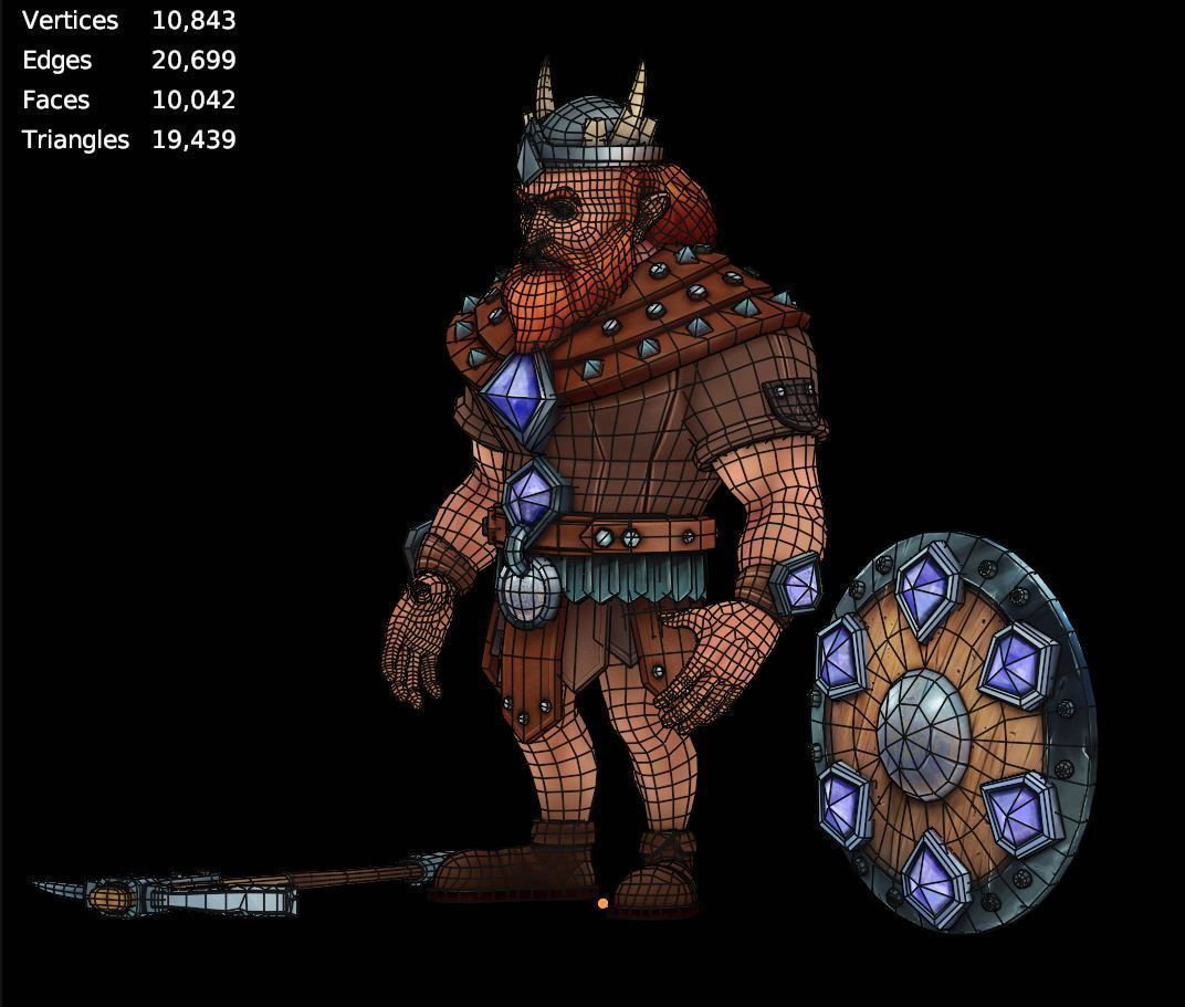 3D model Character low-poly 3d model dwarf with pickaxe VR / AR / low ...