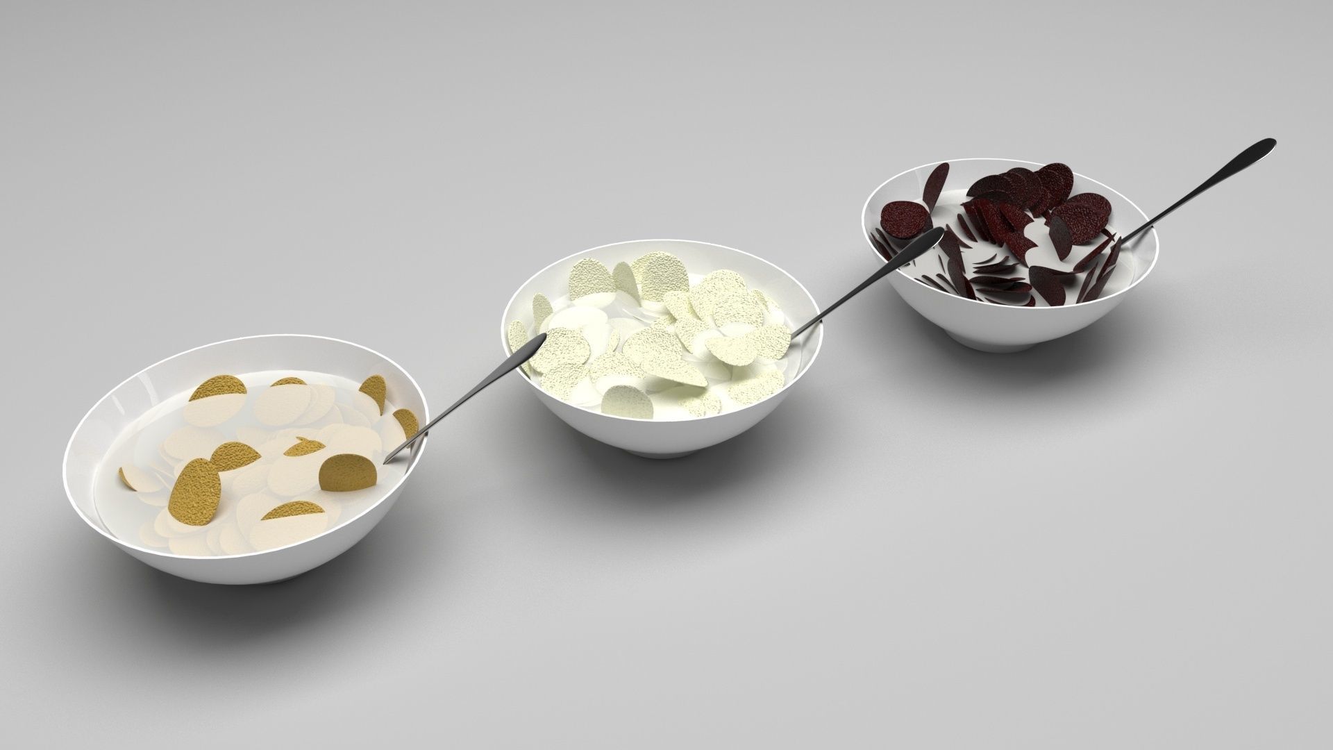 Bowl of Bent Oval Cereals Set 3D model | CGTrader