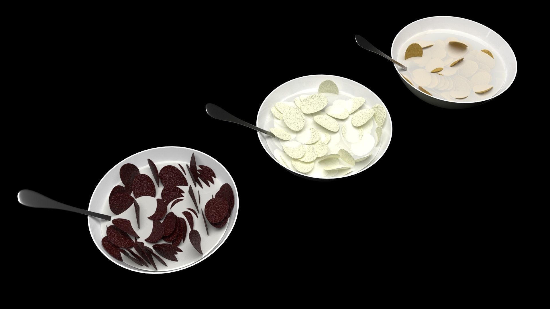 Bowl of Bent Oval Cereals Set 3D model | CGTrader