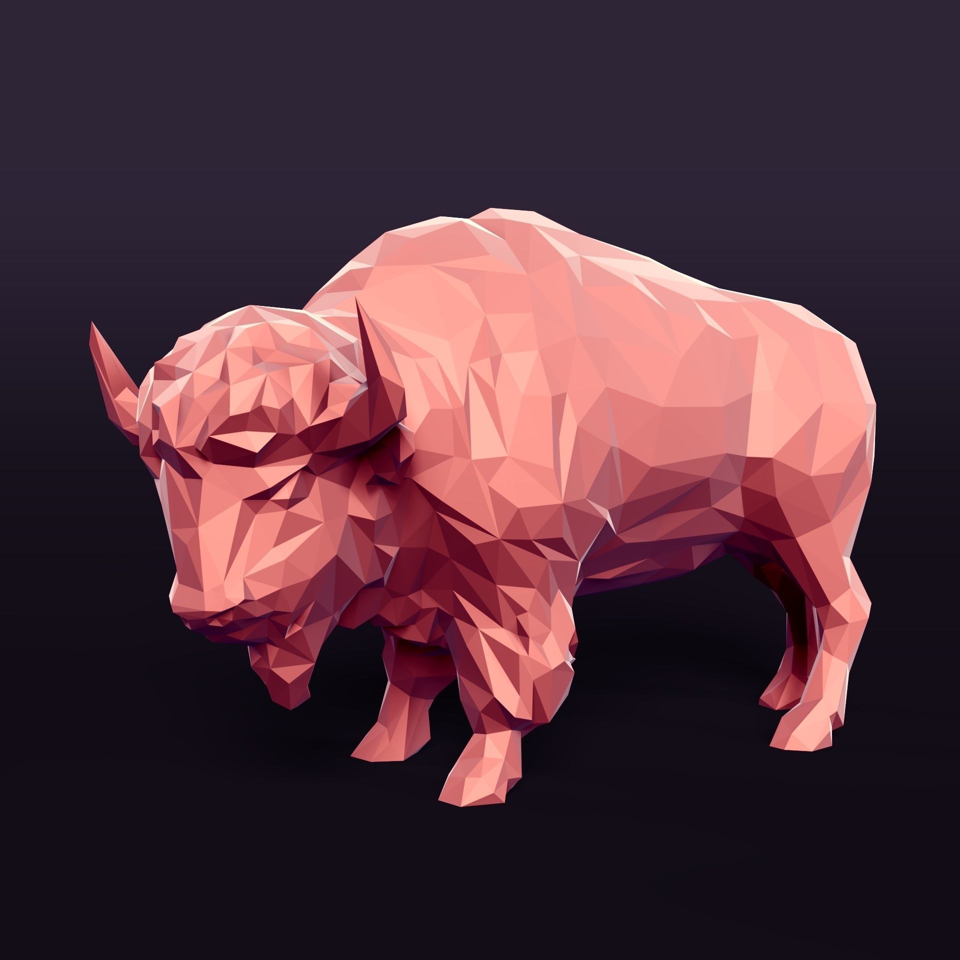 3D model Polygonal Bison Statue VR / AR / low-poly | CGTrader