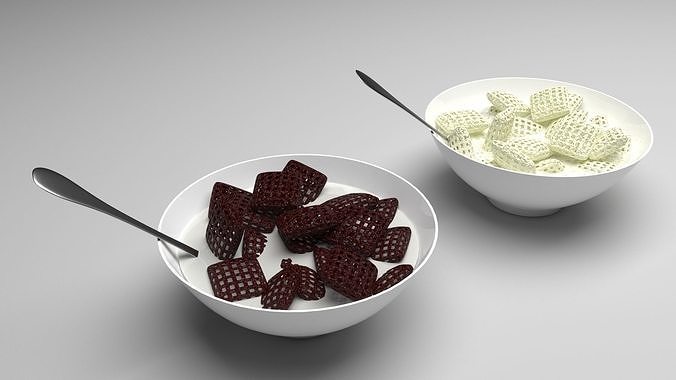 Bowl of Latticed Pillow Cereals 3D model | CGTrader