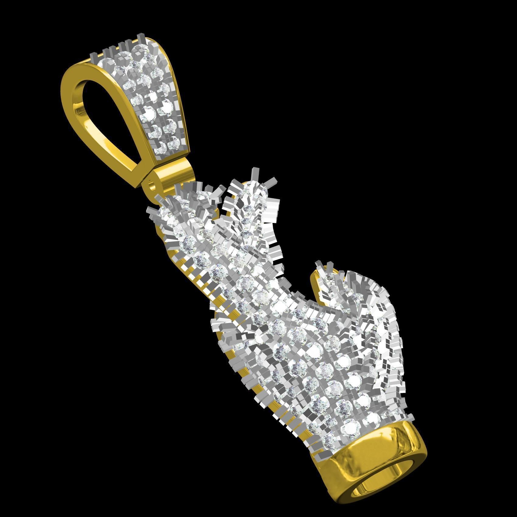 East Side Hand Throwing Signs Diamond Hip Hop Pendant 3D model 3D ...