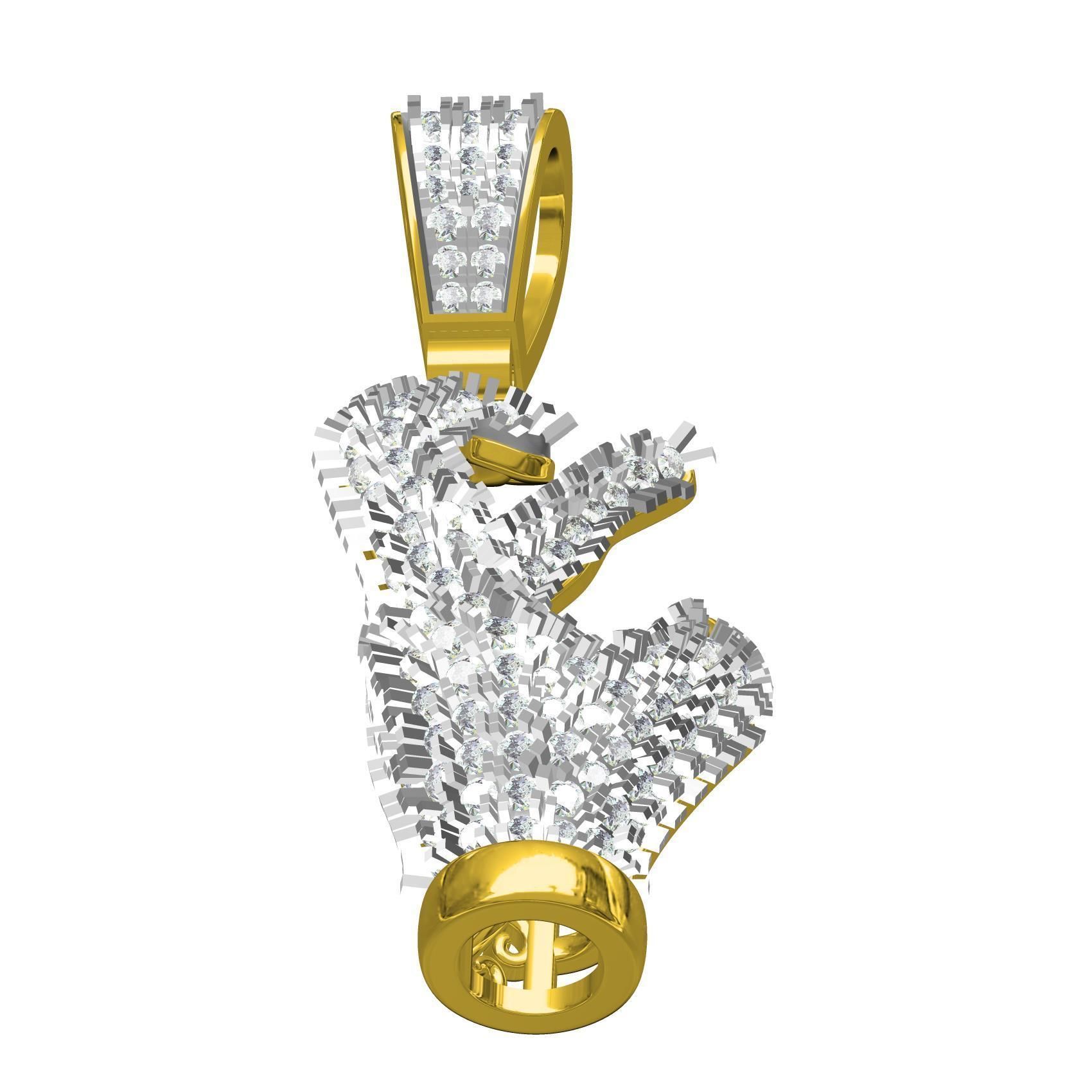 East Side Hand Throwing Signs Diamond Hip Hop Pendant 3D model 3D ...