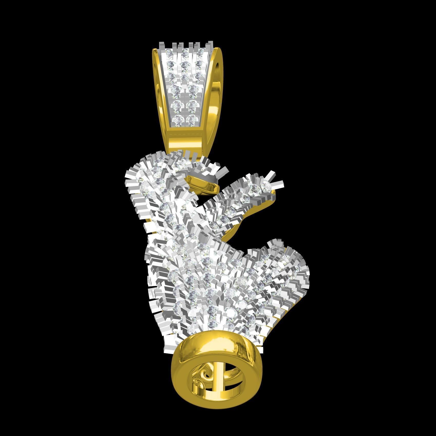 East Side Hand Throwing Signs Diamond Hip Hop Pendant 3D model 3D ...