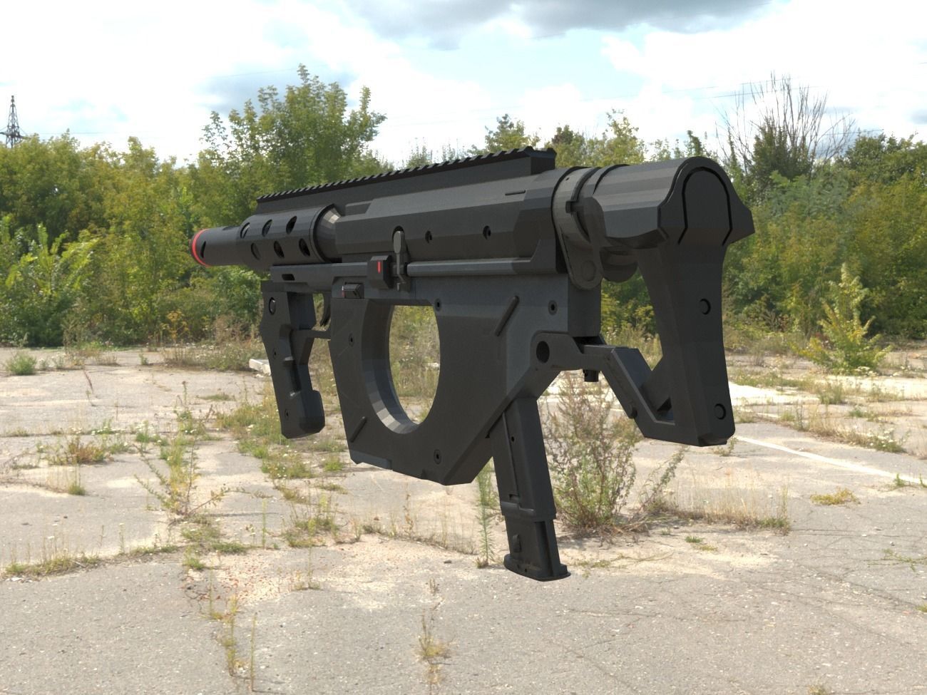 Futuristic submachinegun concept 3D model | CGTrader