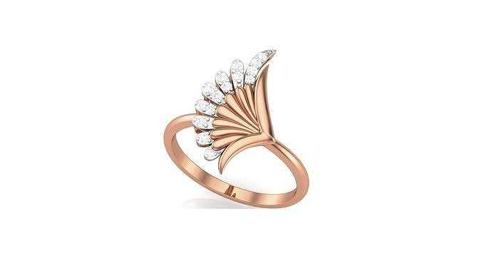 Flying Wings Women Ring Earrings Pendant set 3dm stl 3mf glb 3D model ...