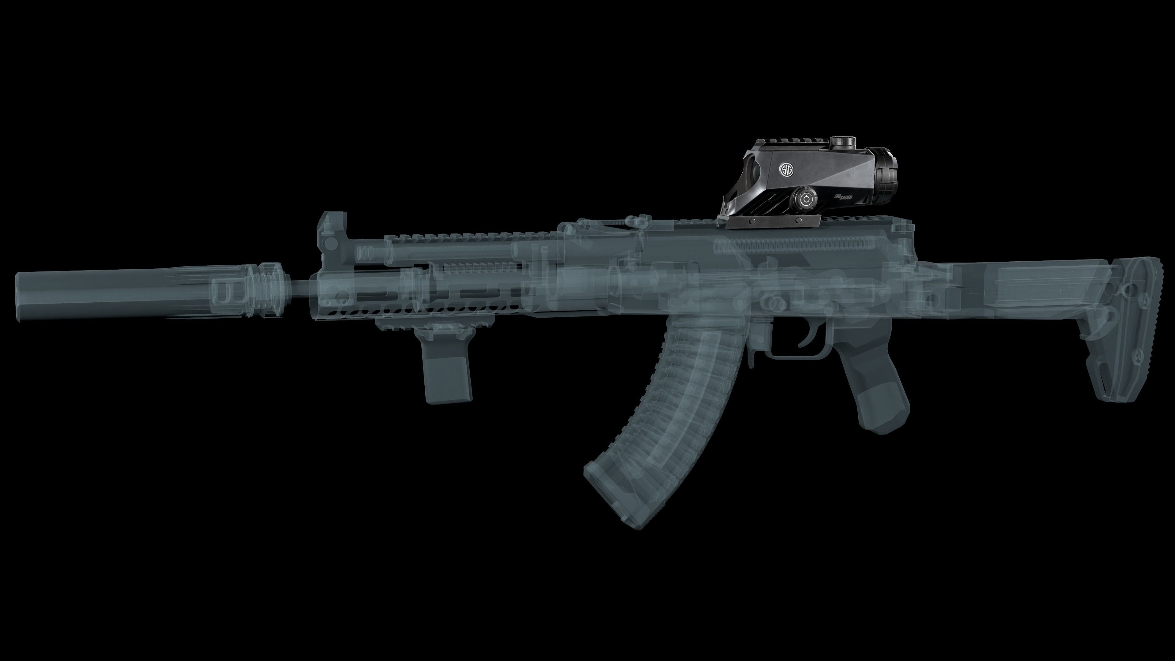 3D model Tactical rifle scope Sig sauer BRAVO4 VR / AR / low-poly ...