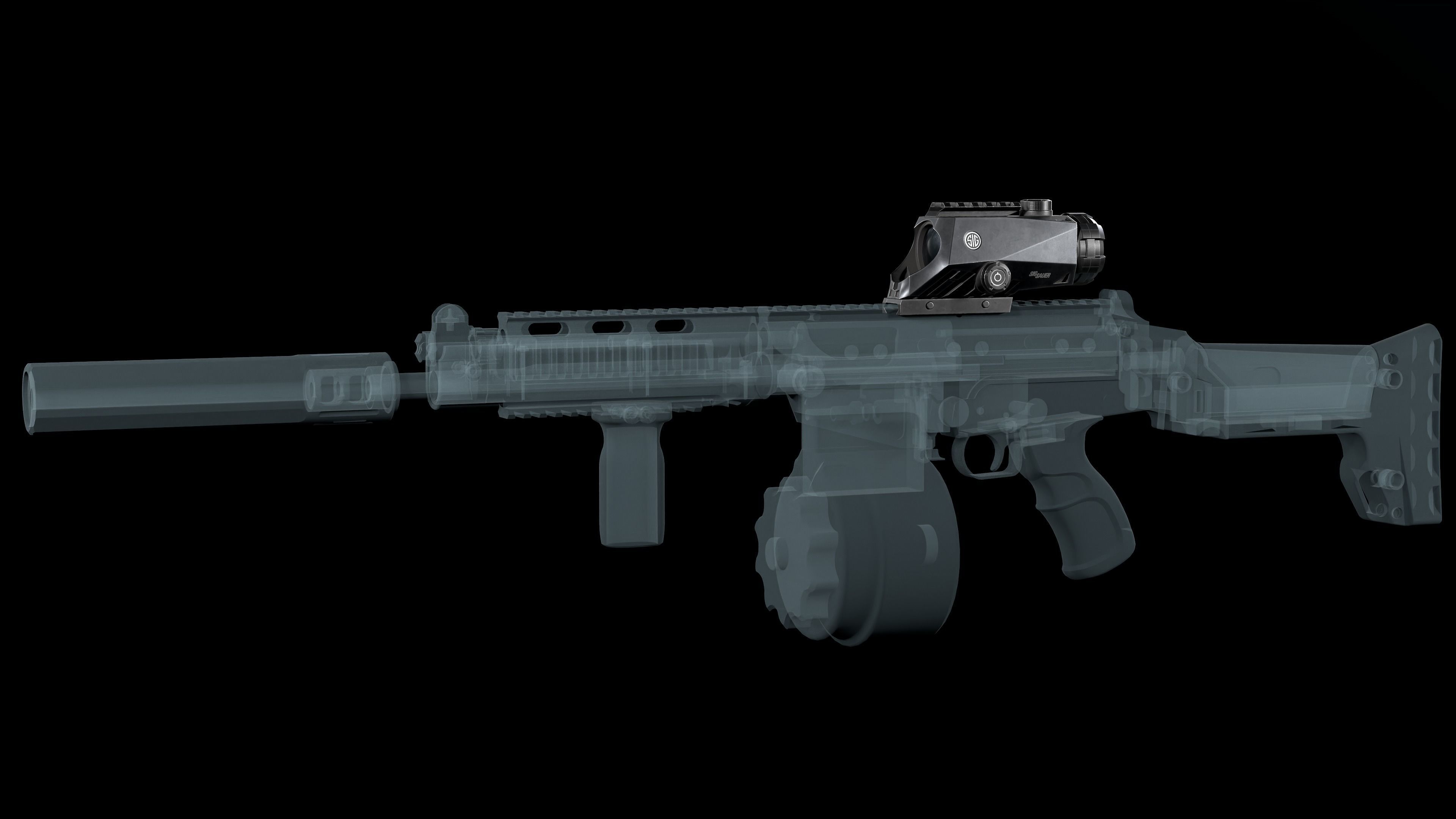 3D model Tactical rifle scope Sig sauer BRAVO4 VR / AR / low-poly ...
