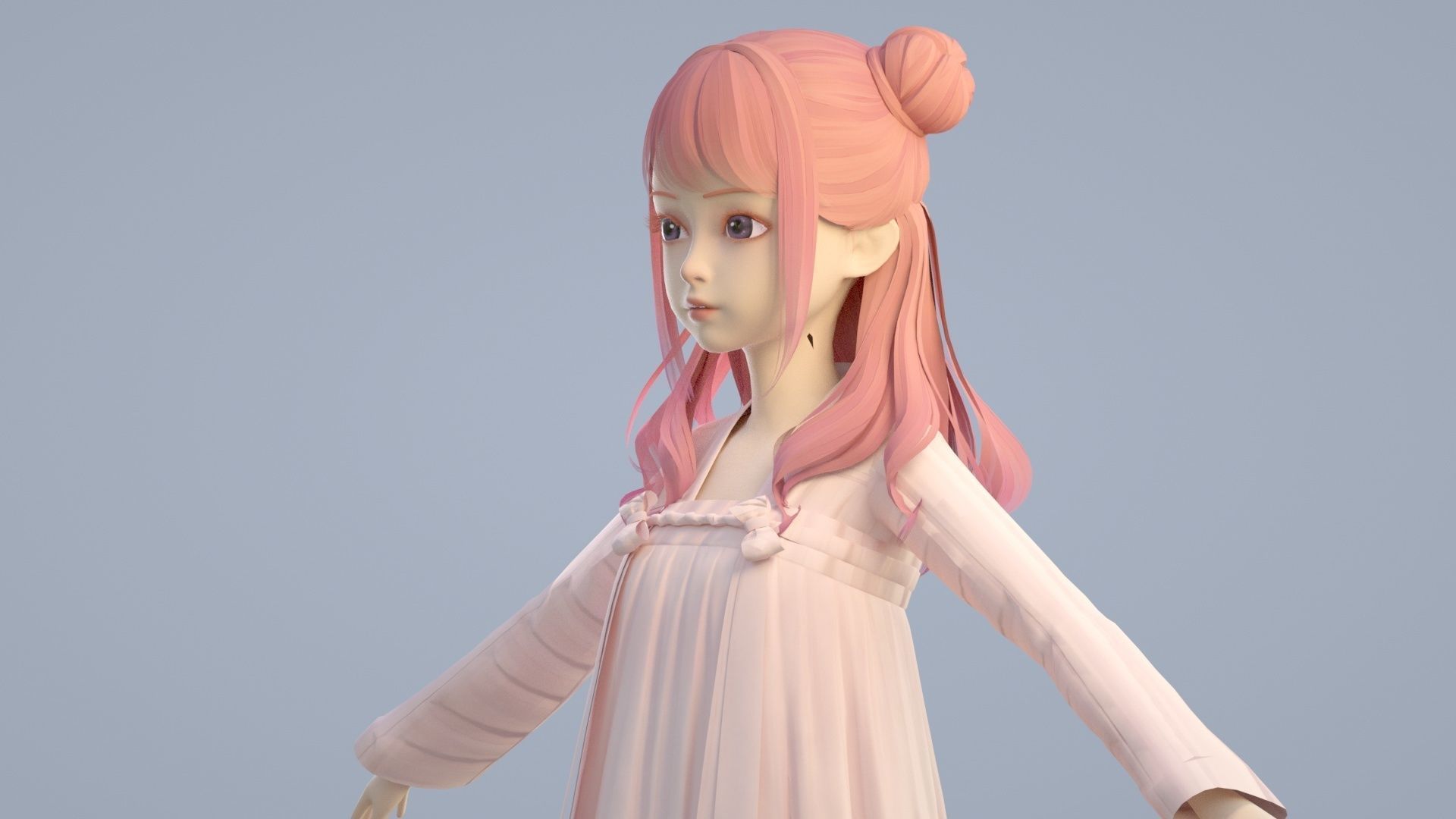 Cartoon Girl In Hanfu 3d Model Cgtrader
