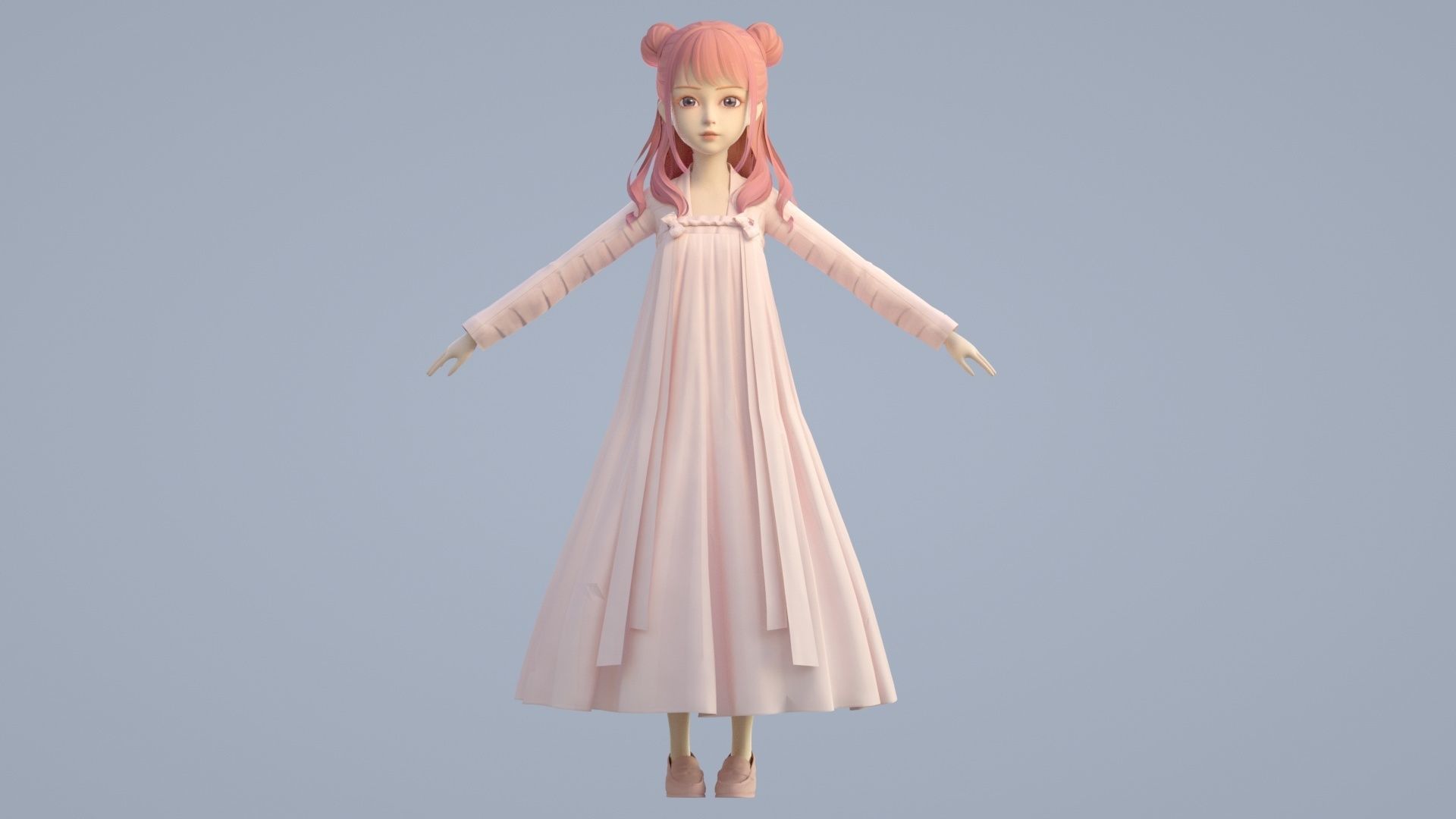 Cartoon Girl In Hanfu 3d Model Cgtrader