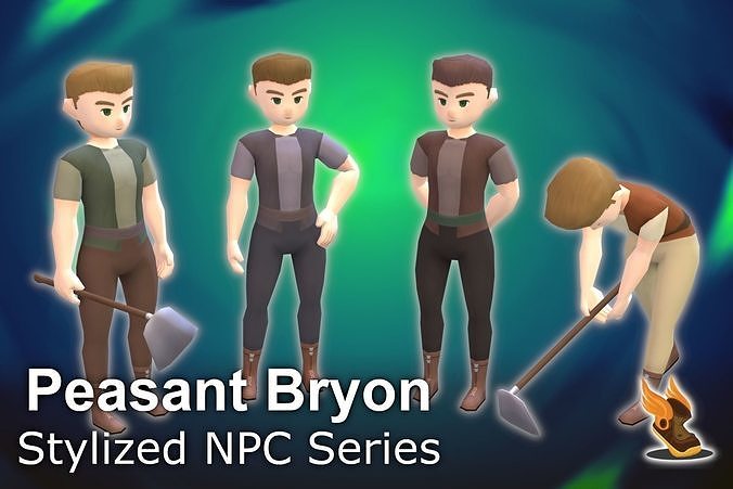 3D model Stylized NPC - Peasant Bryon VR / AR / low-poly | CGTrader