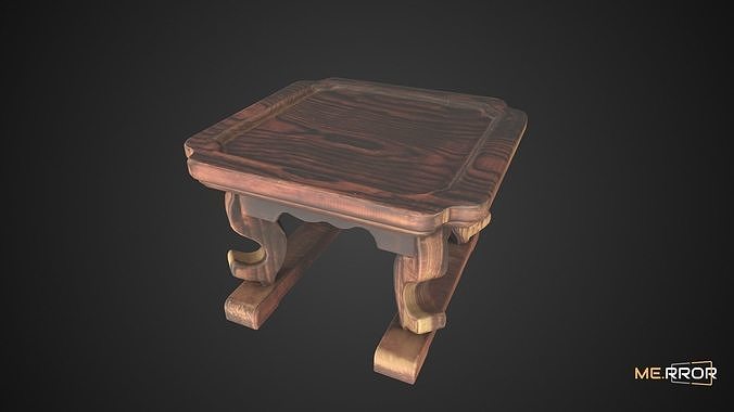 3D model Game Ready Traditional Wooden Mini Table VR / AR / low-poly ...